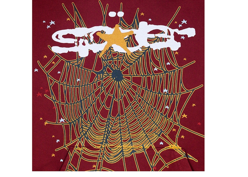 Sp5der Logo Hoodie Maroon Men's - FW22 - US