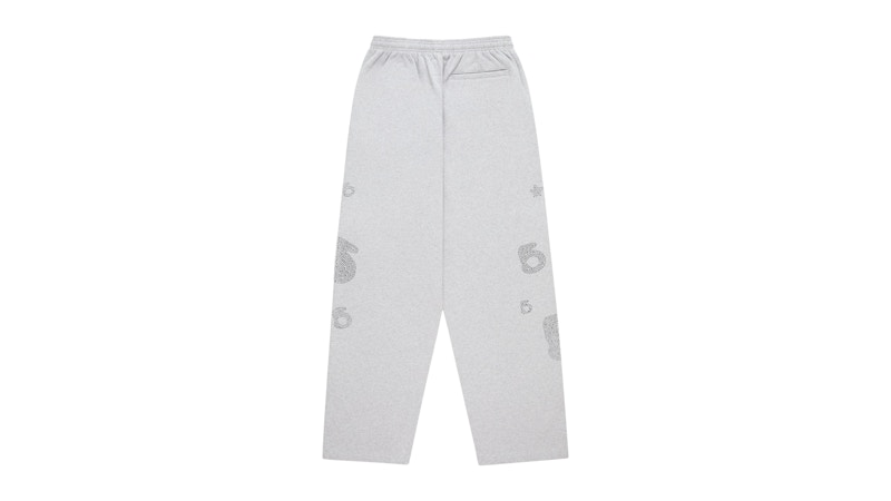 Sp5der Rhinestone Beluga V2 Wide Leg Sweatpant Heather Grey - FW25 - US