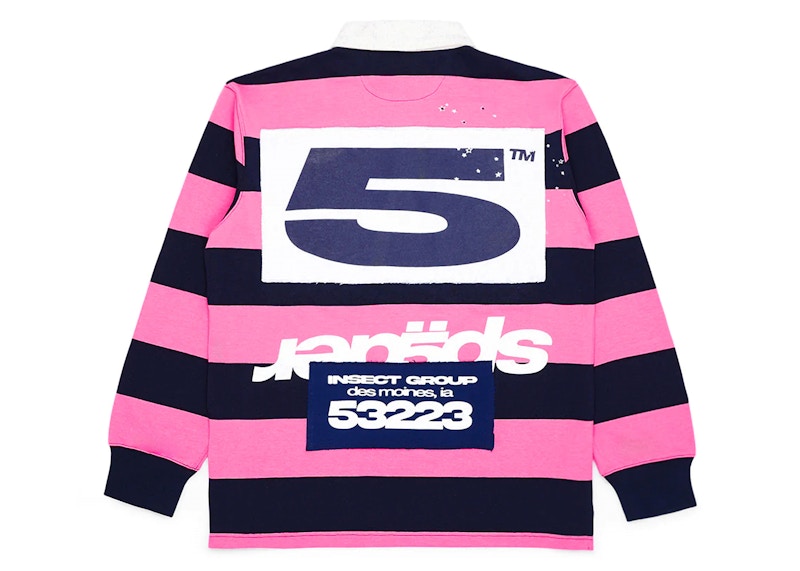 Sp5der T&F Patch Rugby Shirt Pink/Navy Men's - SS24 - US