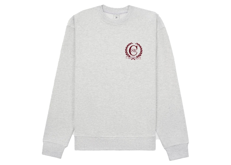 Sporty & Rich C Crest Crewneck Gray/Merlot Men's - FW22 - US