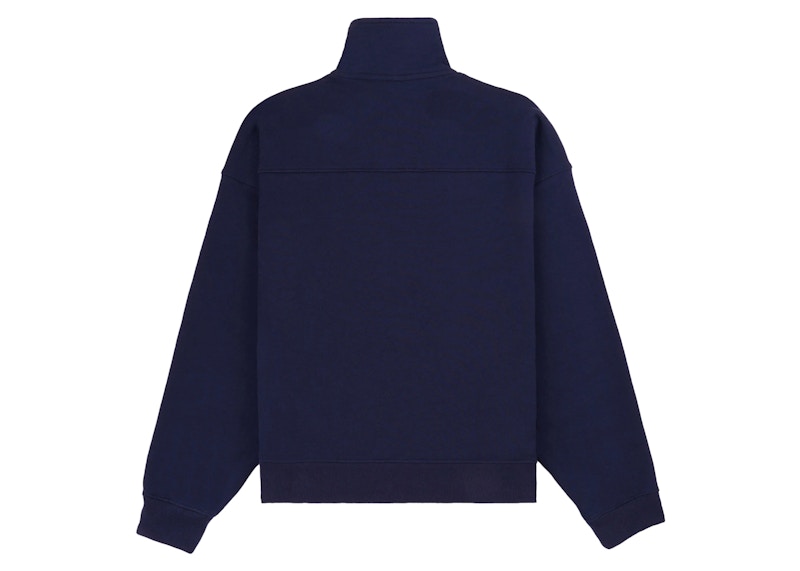 Sporty & Rich Hotel du Cap Cursive Quarter Zip Navy/White - SS24 - US
