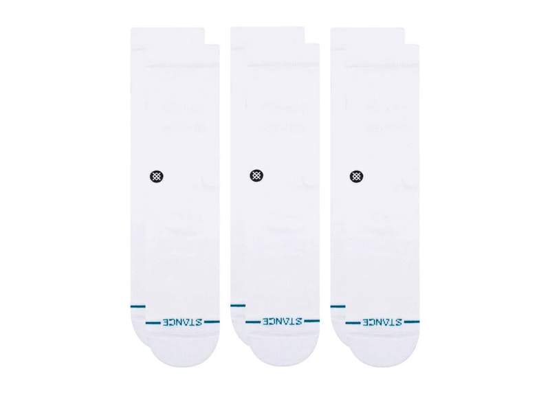 Stance Icon Crew Socks (3 Pack) White Men's - SS24 - US