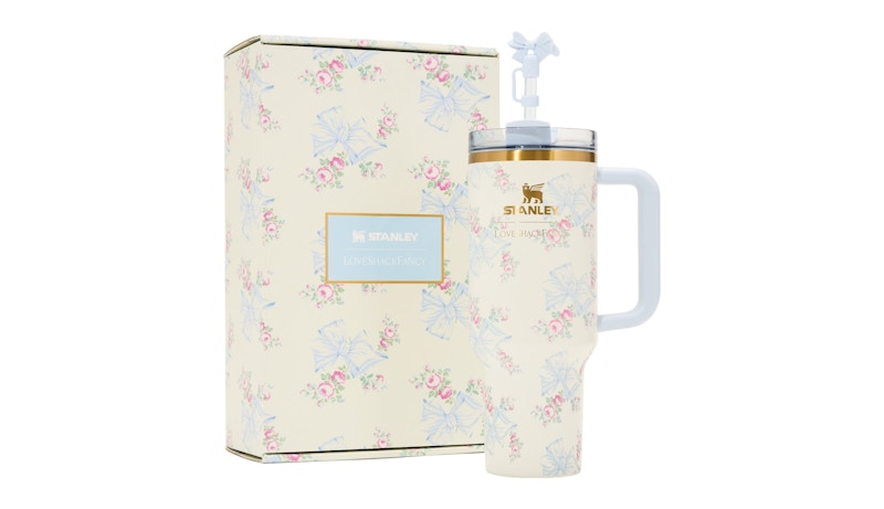 Stanley x LoveShackFancy Flowstate Quencher 40oz Tumbler Pastel Blue in ...