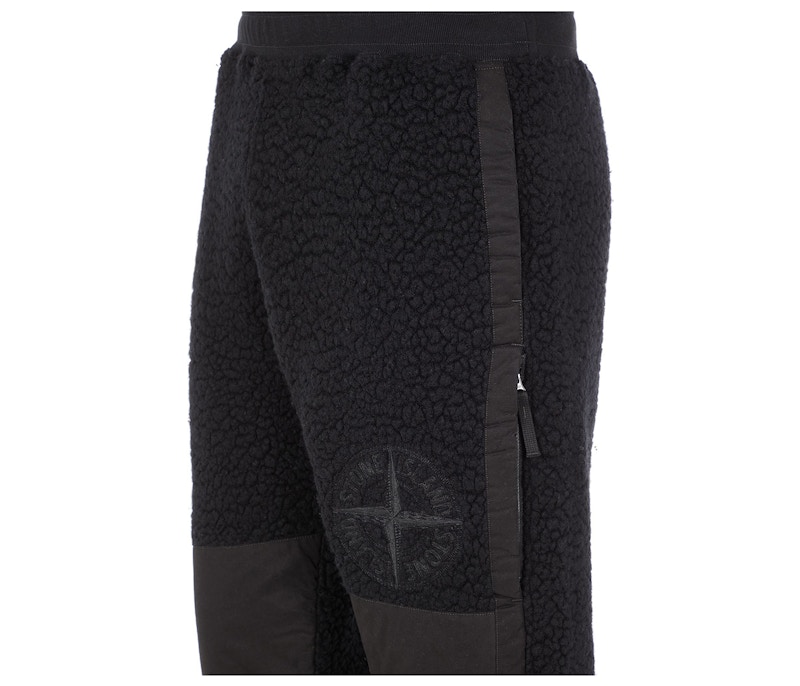 Stone Island Furry Wool Nylon Fleece Cargo Joggers Black Men's - FW22 - US