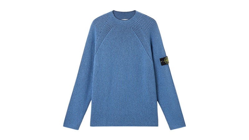 Stone Island Vanise Full Rib RWS Wool 5100023 Sweater Steel Blue Men's ...