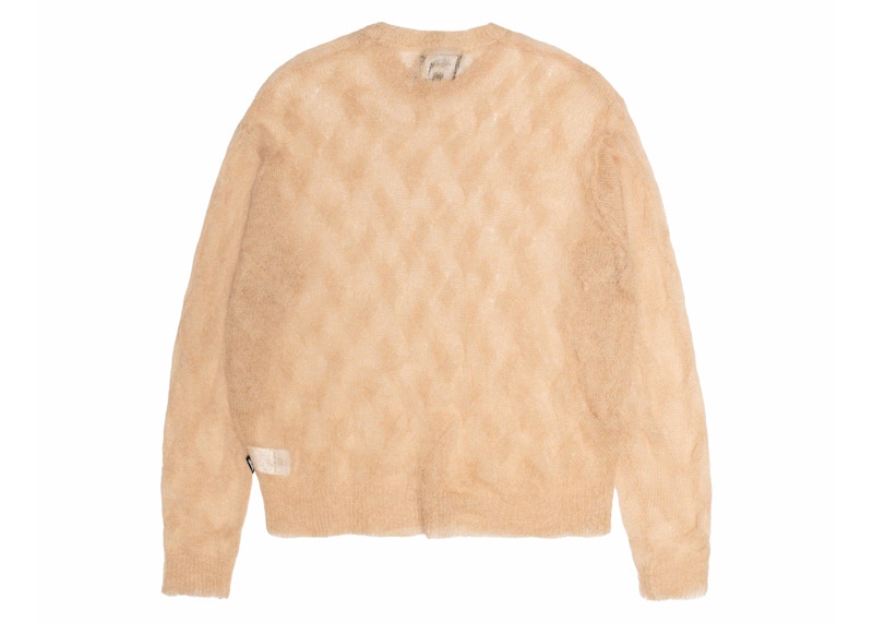 Stussy Loose Knit Cross Cable Sweater Sand Men's - SS24 - US