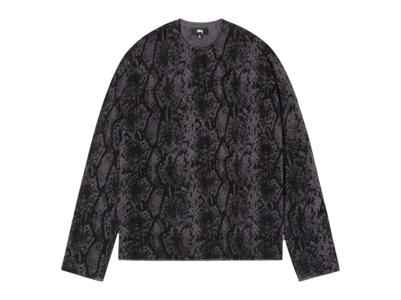 Stussy Python Knit Crew Charcoal Men's - FW25 - US