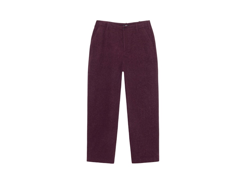 Stussy Textured Wool Relaxed Trouser Wine Men's - FW24 - US