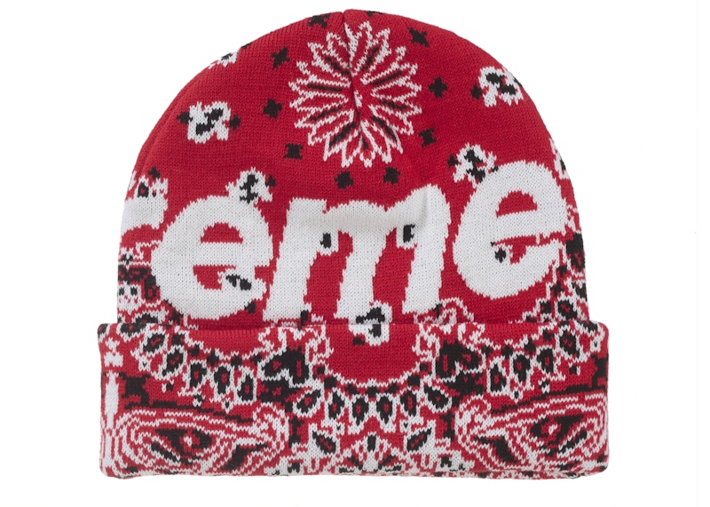 Supreme Bandana Big Logo Beanie Red - FW24 - US