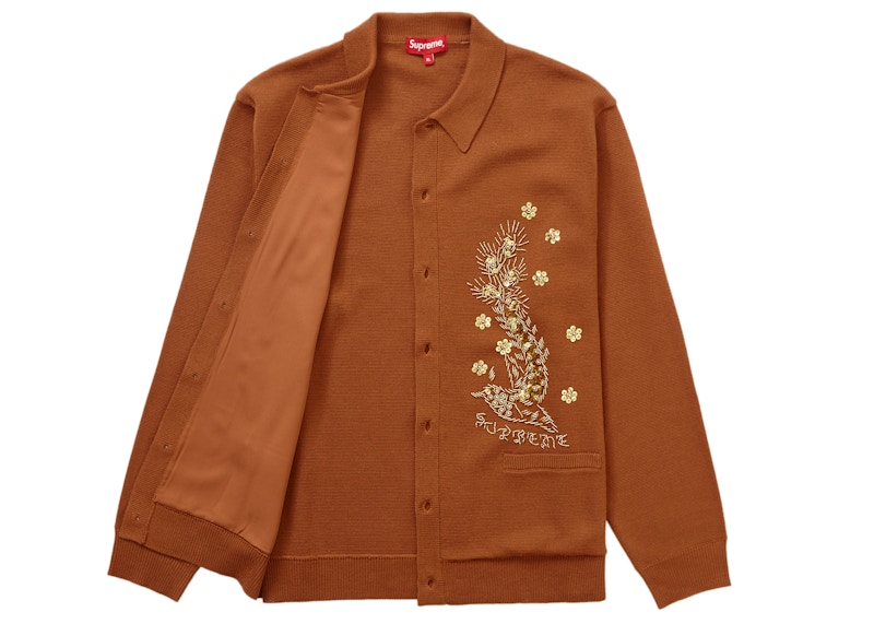 Supreme Beaded Applique Cardigan Rust Men's - SS23 - US