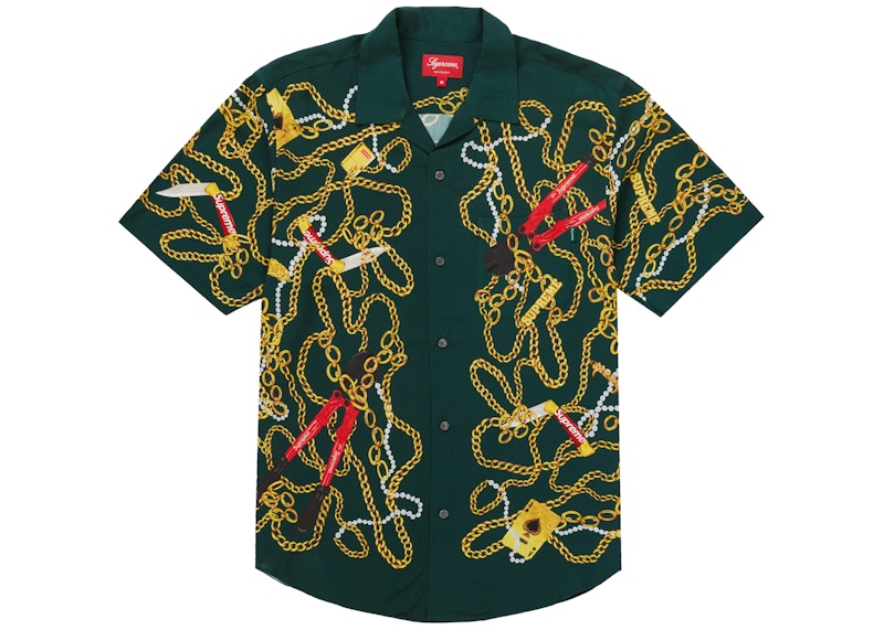 Supreme Chains Rayon S/S Shirt Dark Green Men's - FW20 - US