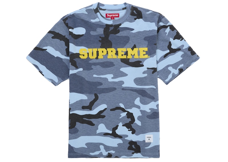 Supreme Collegiate Appliqué S/S Top Blue Camo Men's - FW25 - US