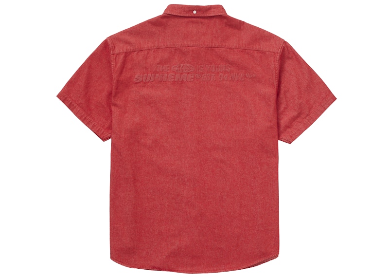 Supreme Embossed Denim S/S Shirt Red - SS21