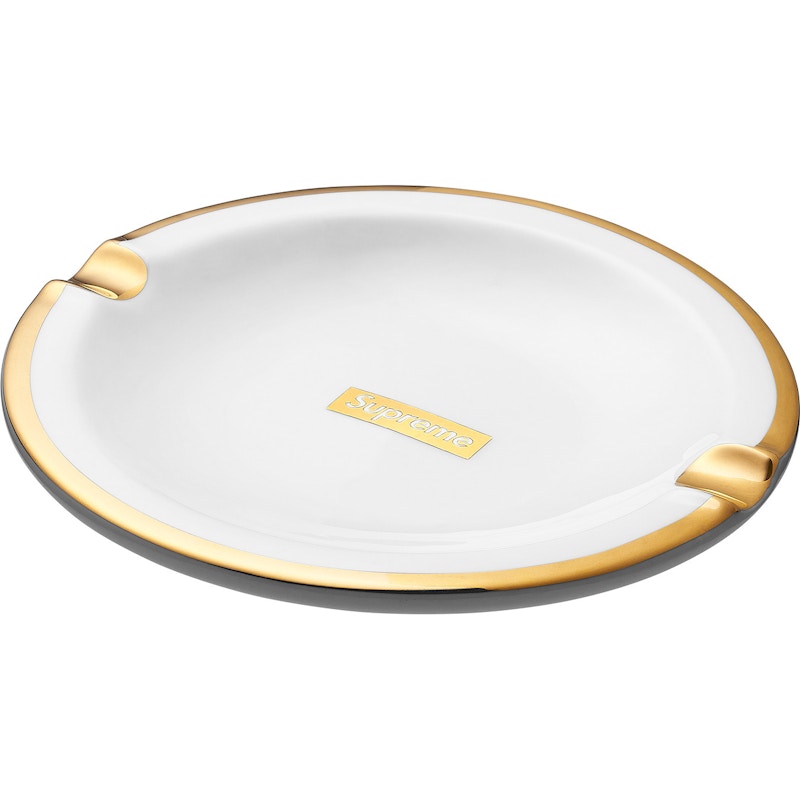 Supreme Gold Trim Ceramic Ashtray White - FW17 - US