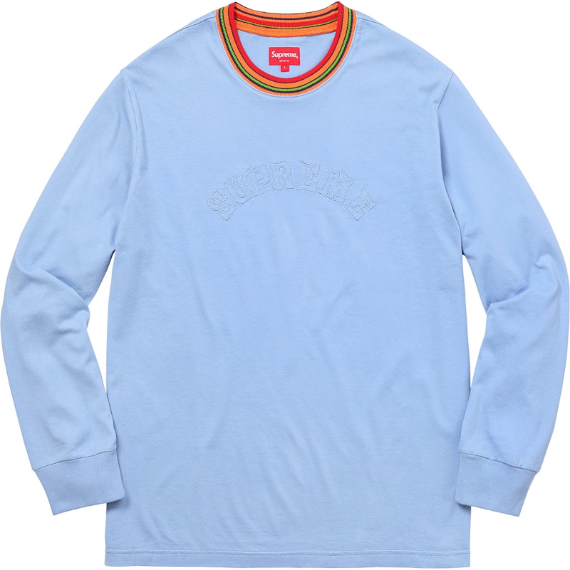 Supreme Multicolor Striped Rib L/S Top Light Blue Men's - FW17 - US