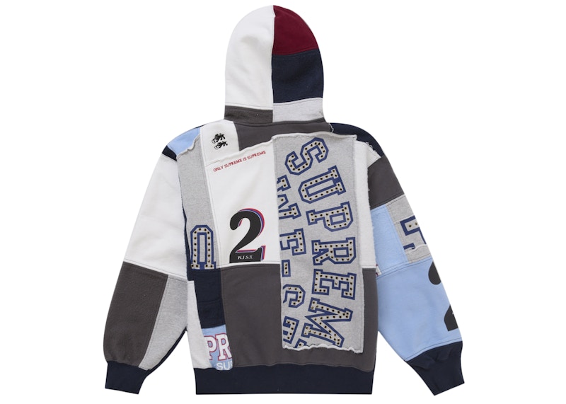 Supreme Patchwork Zip Up Hooded Sweatshirt (SS25) Navy Men's - SS25 - US