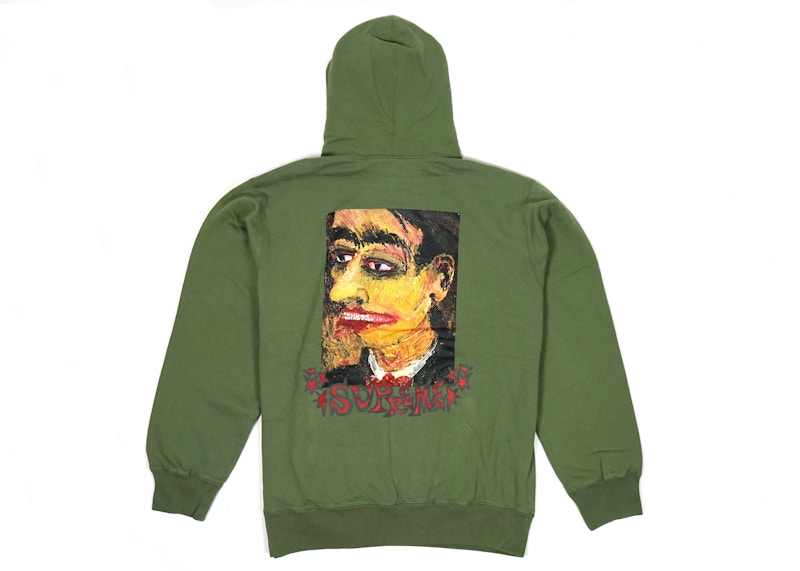 Supreme Portrait Hooded Sweatshirt Light Olive Men's - FW18 - US