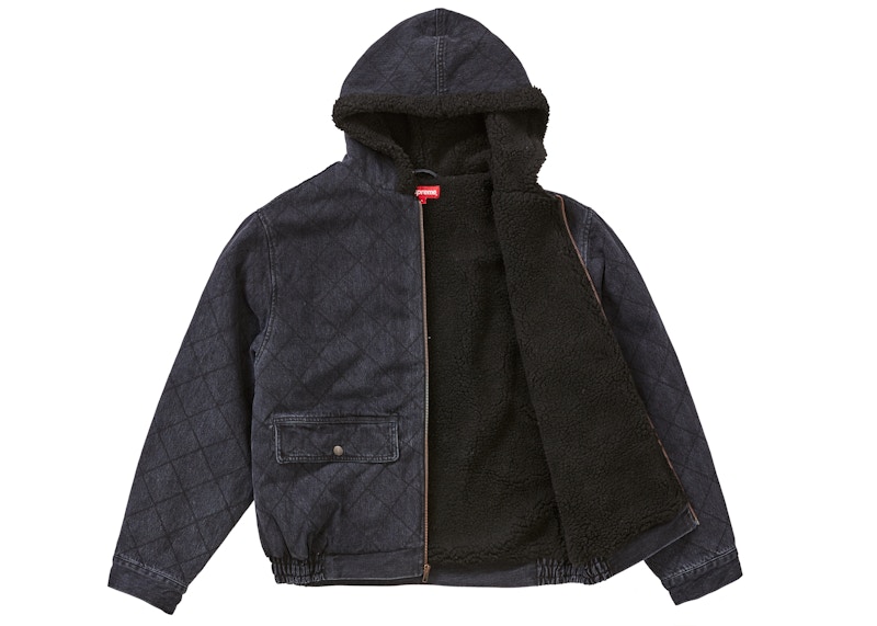 Supreme Quilted Denim Pilot Jacket Washed Black Men's - FW18 - US