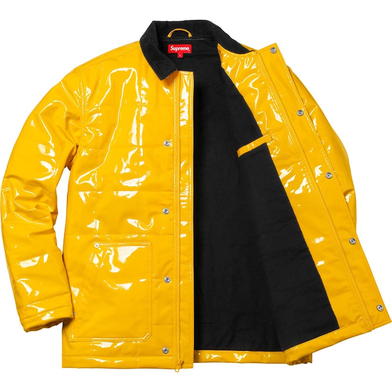 Supreme Quilted Patent Vinyl Work Jacket Yellow Men's - SS18 - US
