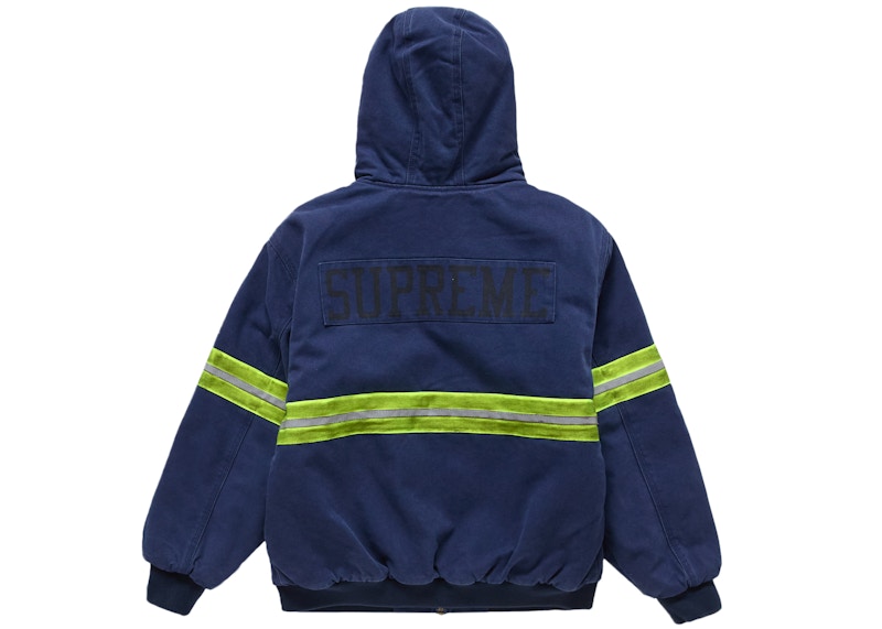 Supreme Reflective Stripe Hooded Work Jacket Navy 남성 - FW24 - KR