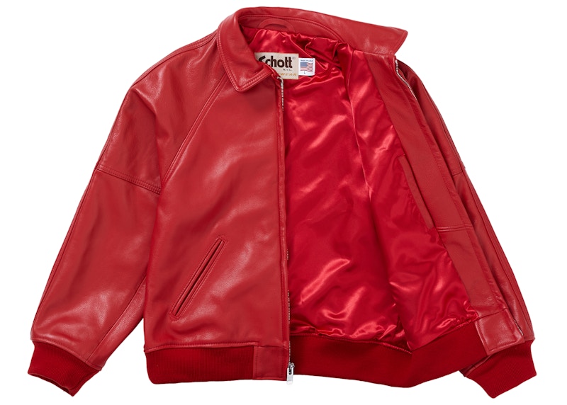 Supreme Schott Martin Wong 8 Ball Leather Varsity Jacket Red - FW19 Men ...
