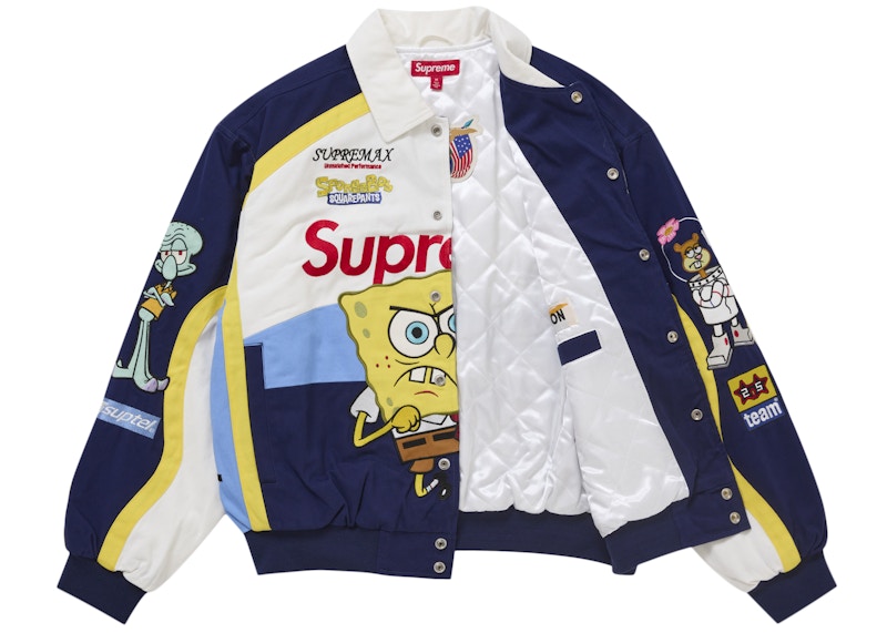Supreme SpongeBob SquarePants Jeff Hamilton Racing Jacket White Men's ...