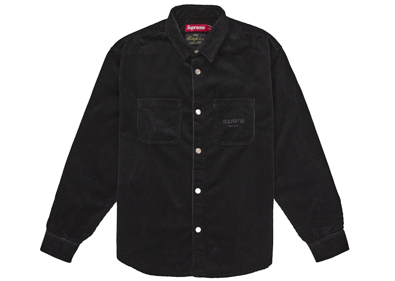 Supreme Wide Wale Corduroy Snap Shirt (FW25) Black Men's - FW25 - US