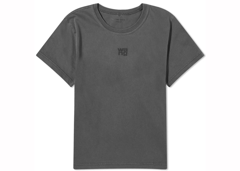 T by Alexander Wang Puff Logo & Bound Neck Essential Jersey Shrunk Tee ...