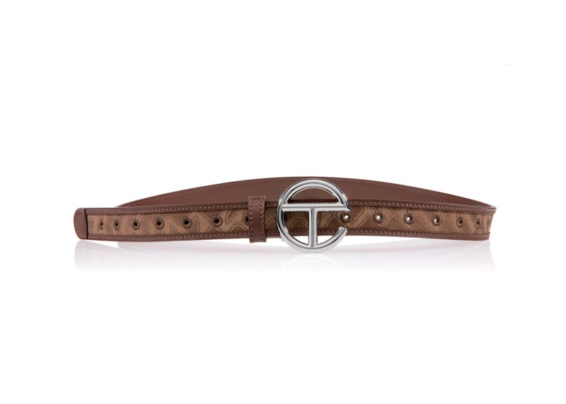 Telfar Jacquard Logo Belt Tan Monogram in Polyester with Silver-tone - US