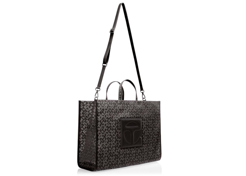 Telfar Large Jacquard Shopper Black Monogram in Polyester with Black ...