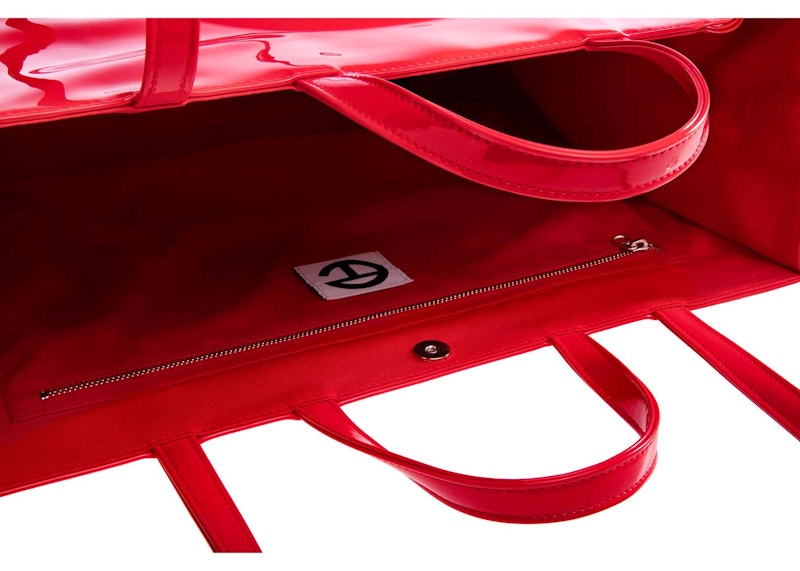 Telfar Large Patent Shopping Bag Red in Faux Leather with Silver-tone - US