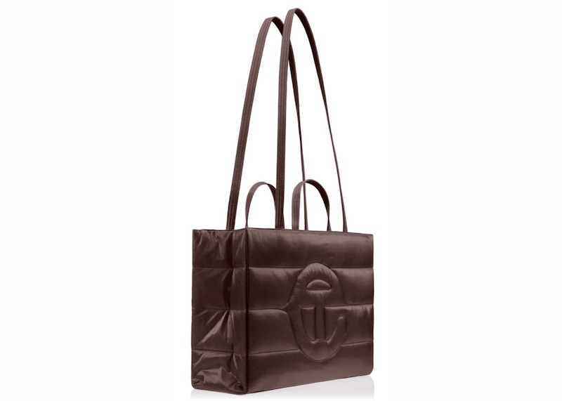 Telfar Large Puff Shopper Chocolate in Nylon with Silver-tone - US