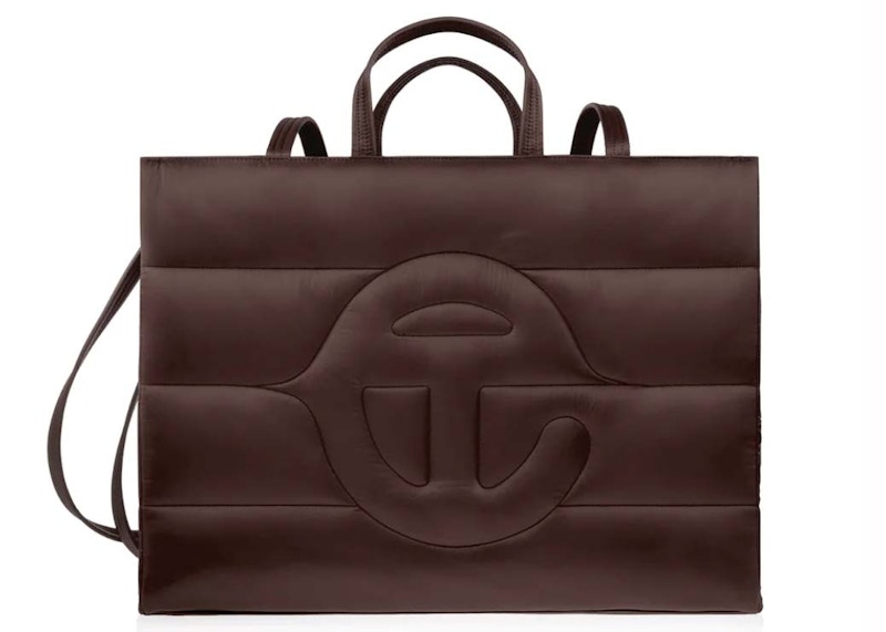 Telfar Large Puff Shopper Chocolate in Nylon with Silver-tone - US