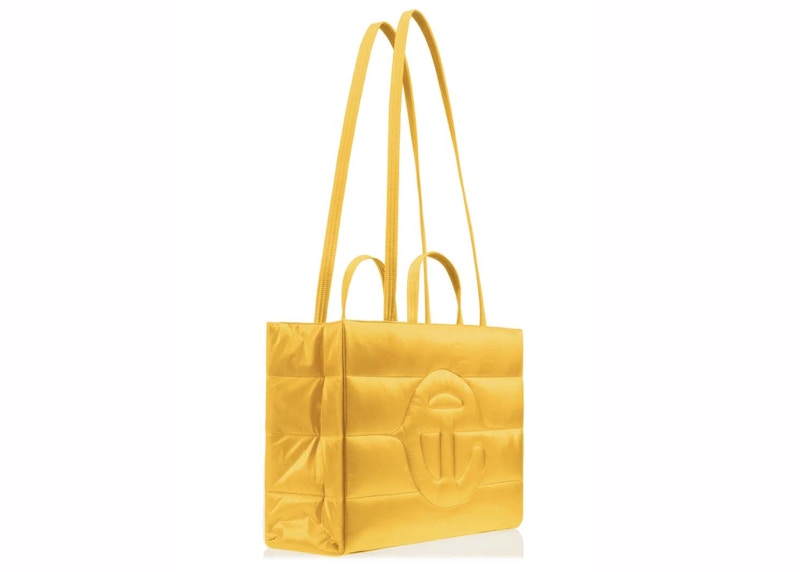 Telfar Large Puff Shopping Bag Yellow in Cotton with Silver-tone - US