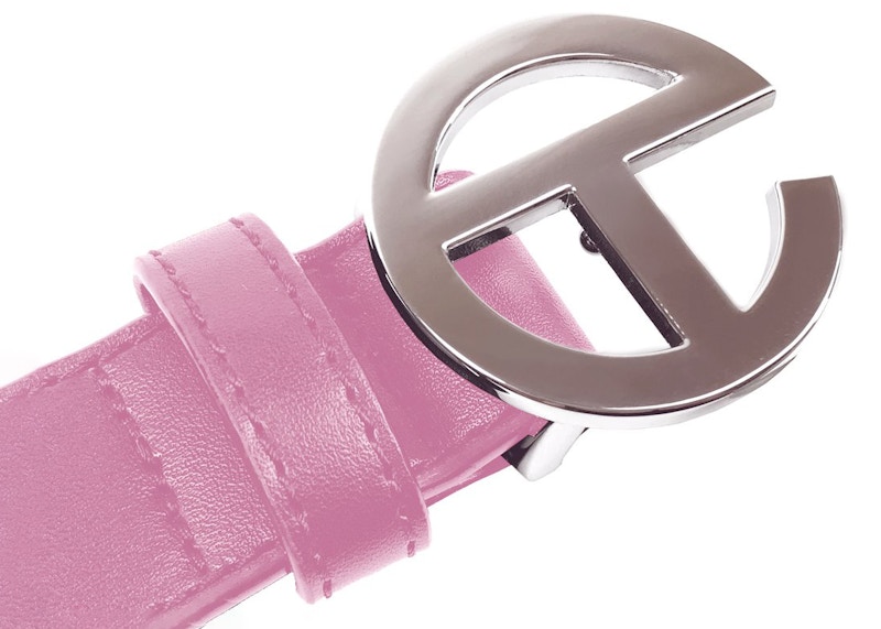 Telfar Logo Belt Bubblegum in Faux Leather with Silver-tone - US