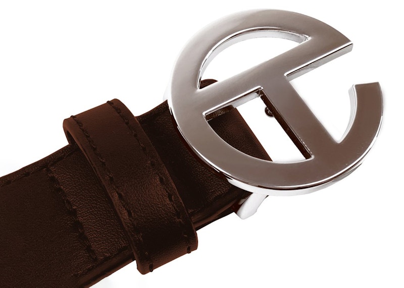 Telfar Logo Belt Chocolate in Faux Leather with Silver-tone - US