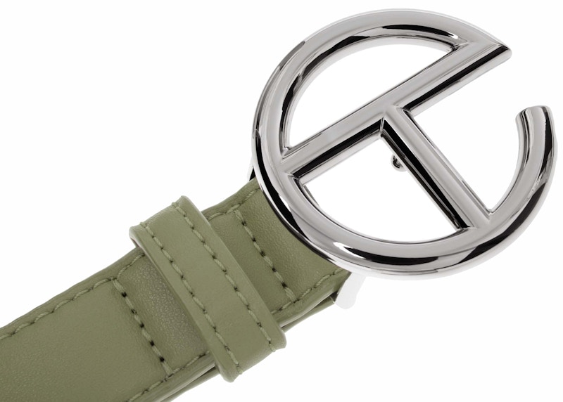 Telfar Logo Belt Drab in Vegan Leather with Silver-tone - US