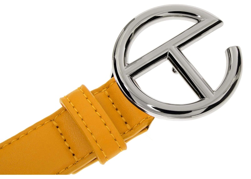 Telfar Logo Belt Mustard in Vegan Leather with Silver-tone - US