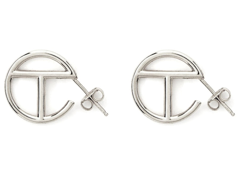 Telfar Logo Hoop Earring Small Silver in Silver 925/Rhodium Plated with ...