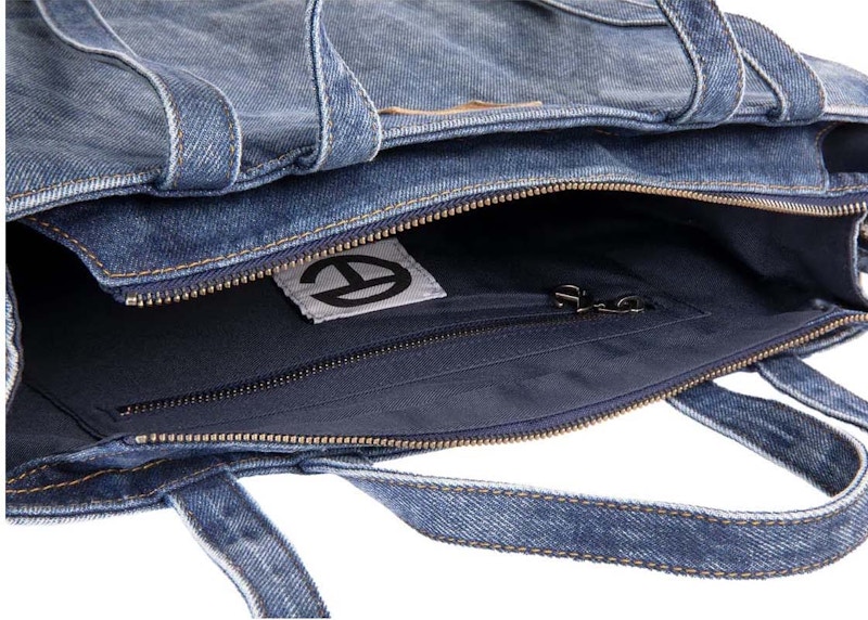 Telfar Medium Denim Shopping Bag Blue in Cotton with Silver-tone - US