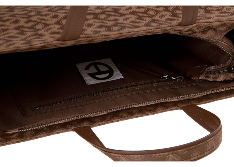 Telfar Medium Jacquard Shopper Tan Monogram in Polyester with Bronze ...