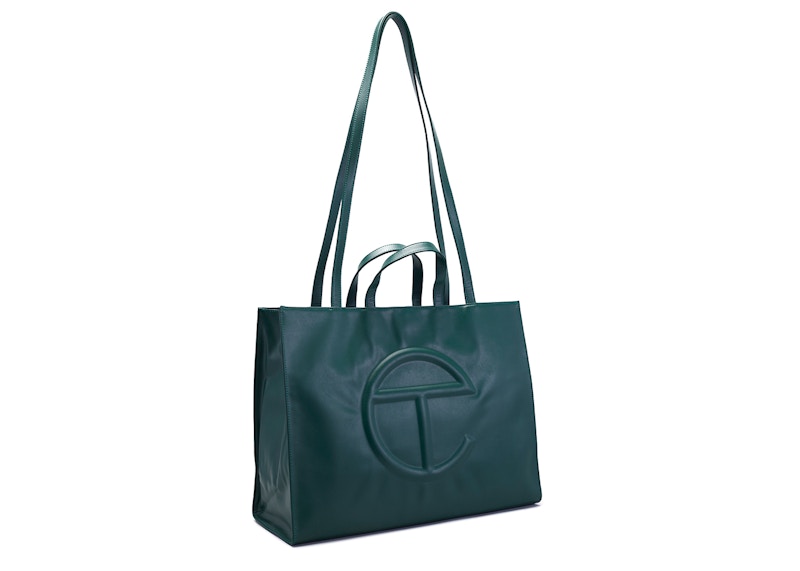 Telfar Shopping Bag Large Dark Olive in Vegan Leather with Silver-tone - US