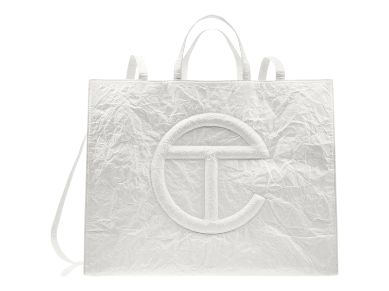 Telfar Shopping Bag Large White Paper in Coated Canvas - US