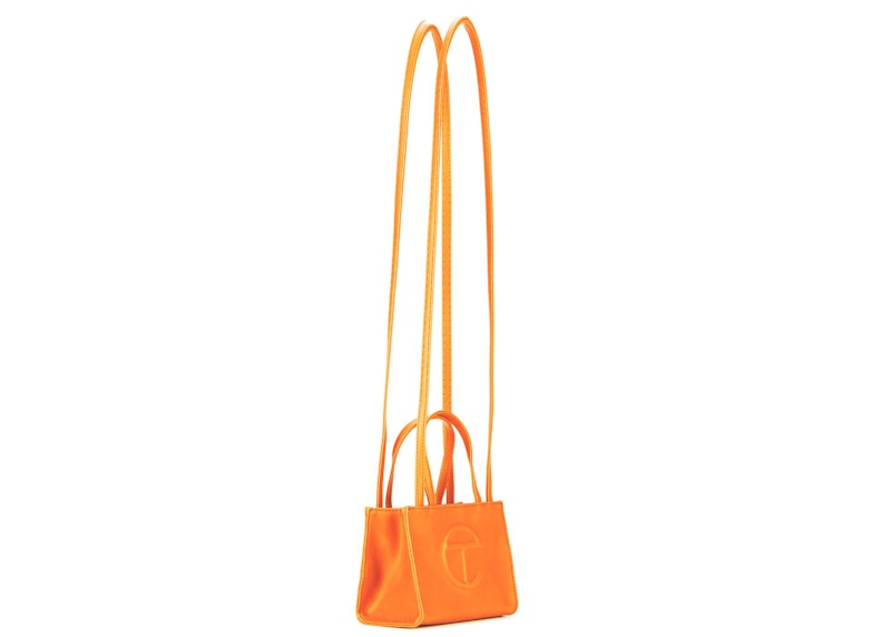 Telfar Shopping Bag Small Orange in Vegan Leather with Silver-tone - US