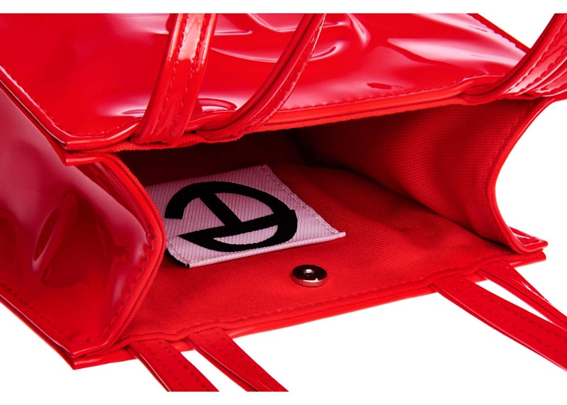 Telfar Small Patent Shopping Bag Red in Faux Leather with Silver-tone - US