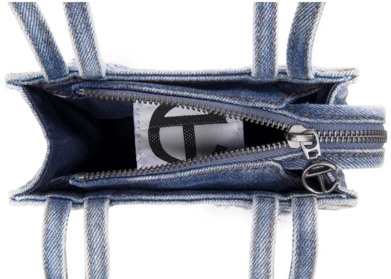 Telfar Small Shopping Bag Distressed Blue in Cotton with Silver-tone - US