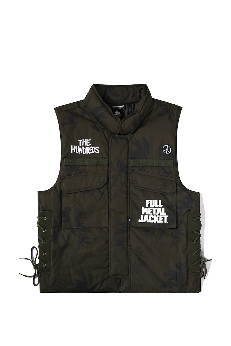 The Hundreds x Full Metal Jacket Platoon Peace Vest Olive Palm Print ...
