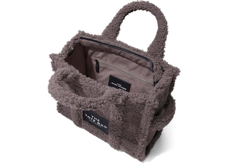 Marc Jacobs The Teddy Medium Tote Bag Grey in Teddy Fleece with Silver ...