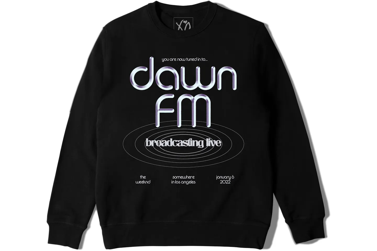 The Weeknd Dawn FM Live Broadcast Crewneck Sweater Black - SS22 - CN The Weeknd Dawn FM Live Broadcast Crewneck Sweater Black - SS22 - CN