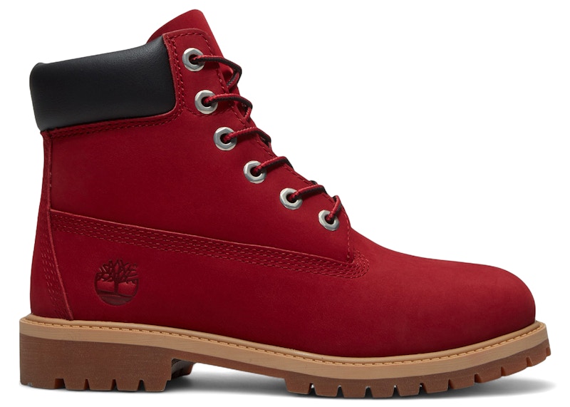 Timberland 6" Premium Waterproof Boot Red Nubuck Black (PS) - TB0A2CTG ...